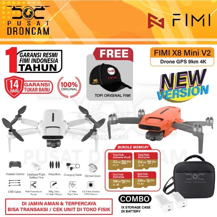 Jual Drone FIMI X8 Mini V2 Combo 9km 4K 3-Axis Gimbal Camera 2 Battery | Shopee Indonesia