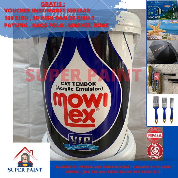 Jual NEW SERIES CAT TEMBOK MOWILEX EMULSION VIP E1000 PUTIH PRIMA 20L ...