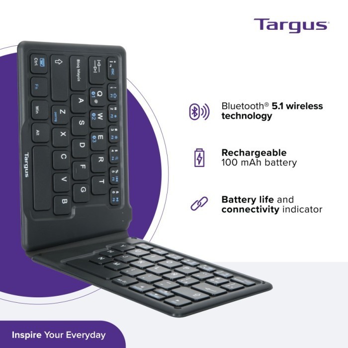 Jual Targus Ergonomic Foldable Bluetooth Keyboard - Black (Akf003Ap ...
