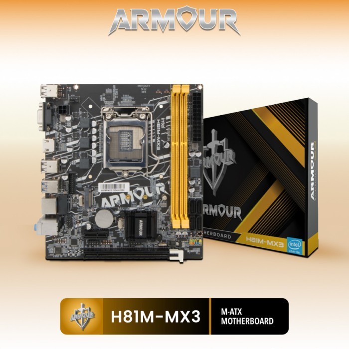 Jual Motherboard/Mainboard Armour H81M-Mx3 Lga 1150 H81 Ddr3 M.2 Nvme M ...