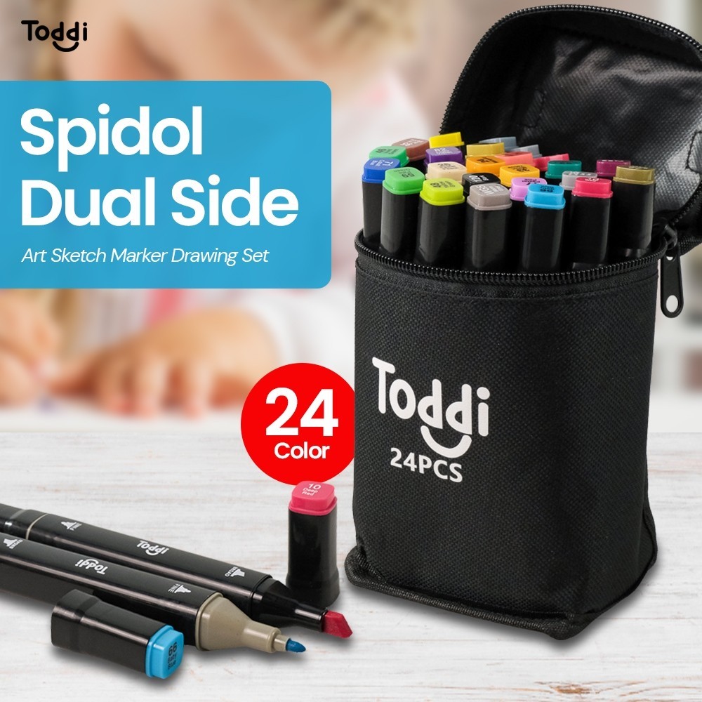 Jual Toddi Spidol Dual Side Fine Art Brush Art Marker Set 24 Warna - CY ...