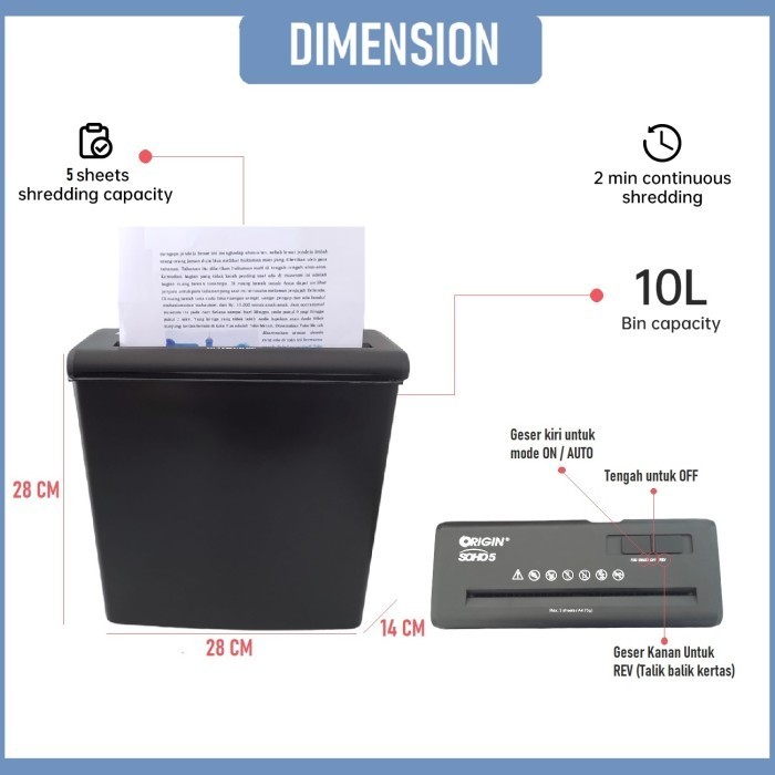 Jual Mesin Penghancur Kertas / Paper Shredder Origin SOHO 5 | Shopee ...