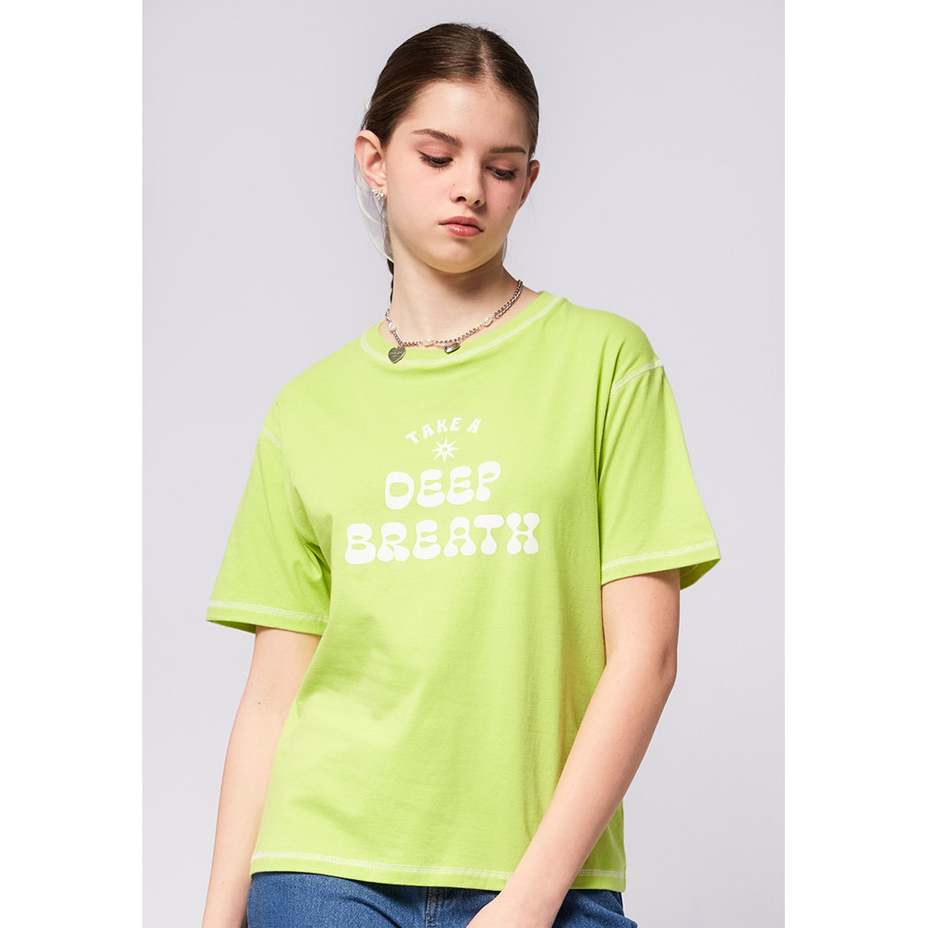 Jual COLORBOX Oversized Contrast Graphic T-Shirt Lime | Shopee Indonesia