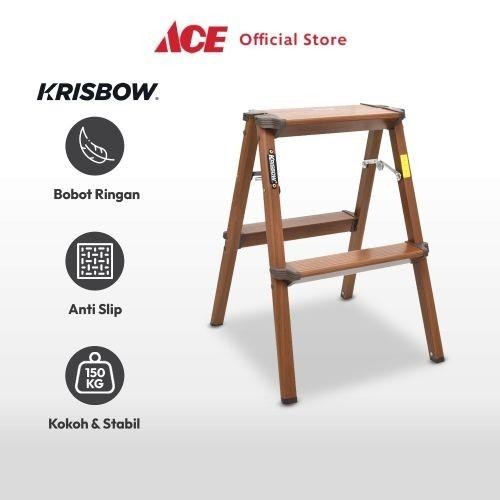 Jual ACE - KRISBOW TANGGA LIPAT ALUMINIUM 2 STEP MOTIF KAYU - COKELAT ...