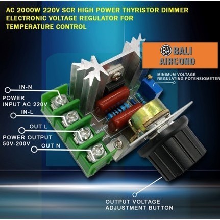 Jual Dimmer AC 220V 2000W Motor Speed Power Controller Dimer Atur Arus ...