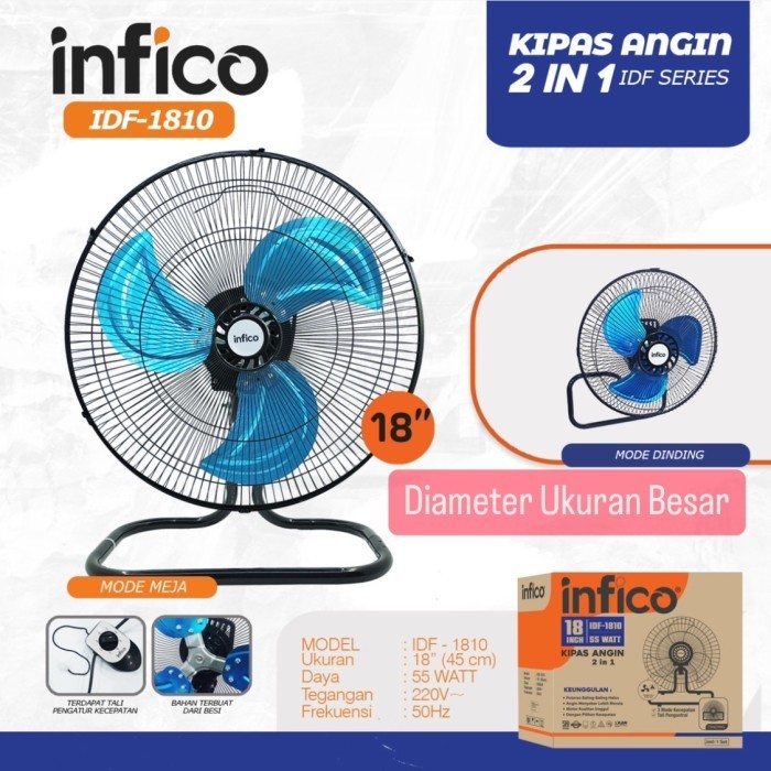 Jual Kipas Angin Besi 18 2 in 1 Infico IDF 1810 kipas Meja dan dinding ...