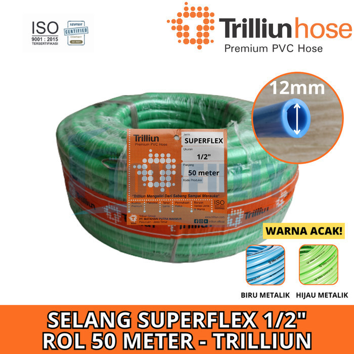 Jual SELANG AIR SUPERFLEX 1/2" TRILLIUN ROLL 50 METER PVC METALIK TAMAN | Shopee Indonesia