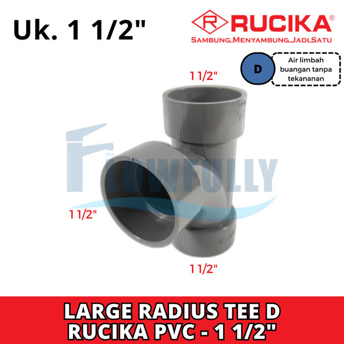 Jual LARGE RADIUS TEE D 1 1/2 inch RUCIKA PVC TY 90 derajat TEE WAY | Shopee Indonesia