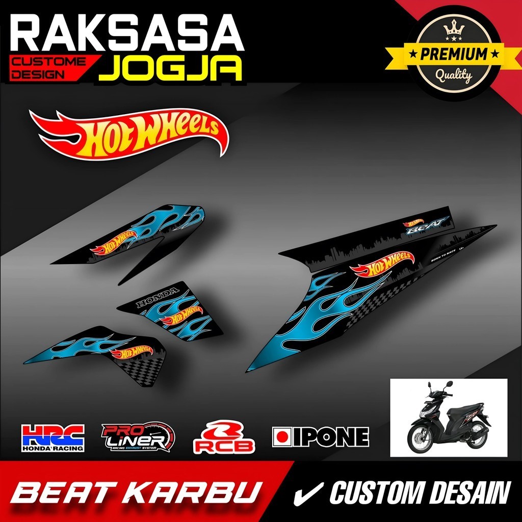 Jual Striping Dekal Pelindung Body Motif Hot Wheels Motor Honda Beat ...