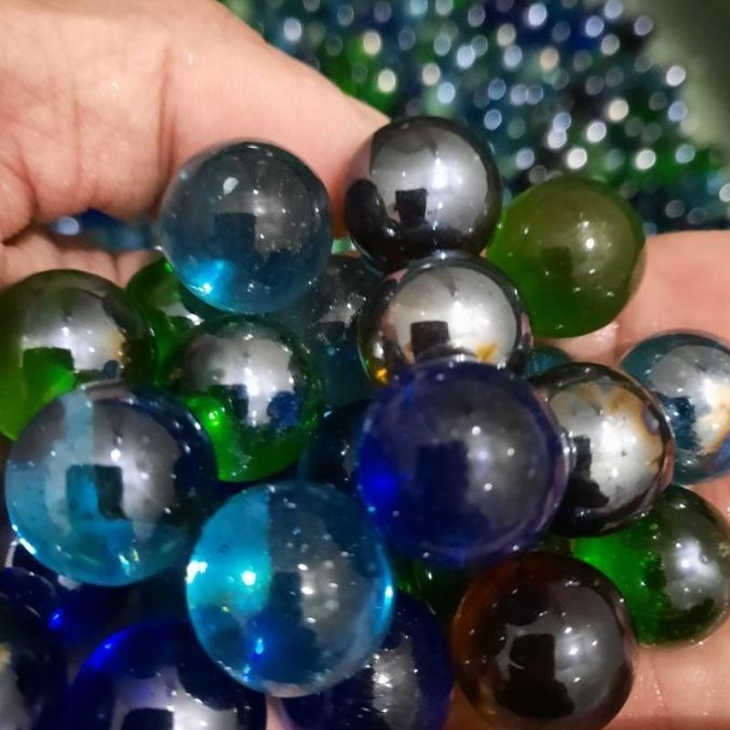 Jual mainan kelereng guli bola crystal kaca congkak marble ball warna ...