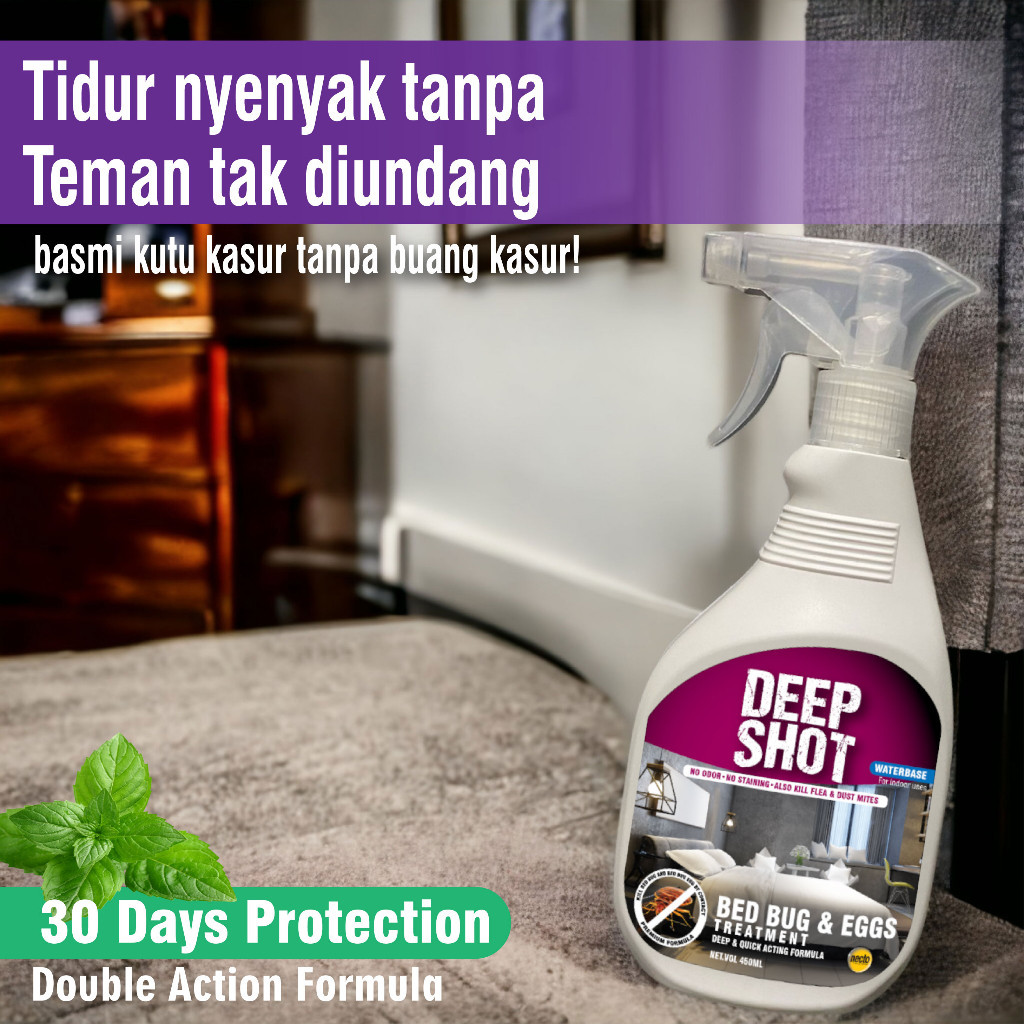 Jual CAIRAN PEMBASMI KUTU KASUR TUNGAU DEEPSHOT SPRAY SOLUSI BAG KASUR ANDA | Shopee Indonesia