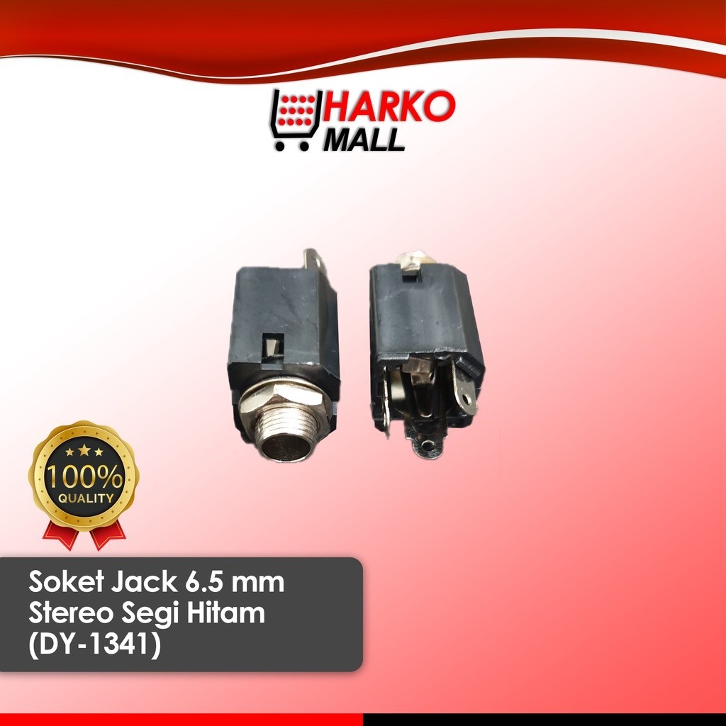 Jual Socket Soket Jack 6,5mm untuk MIC Stereo DY-1341 Segi Hitam DY ...
