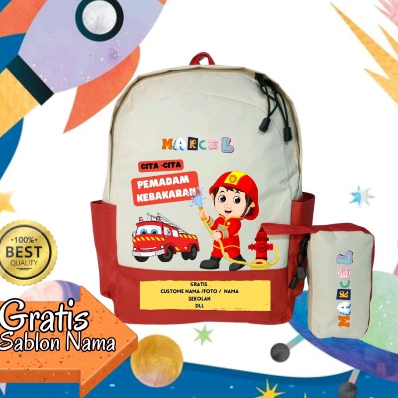 Jual TAS ANAK SEKOLAH TK SD / TAS SEKOLAH ANAK CITA-CITA DAMKAR / TAS ...