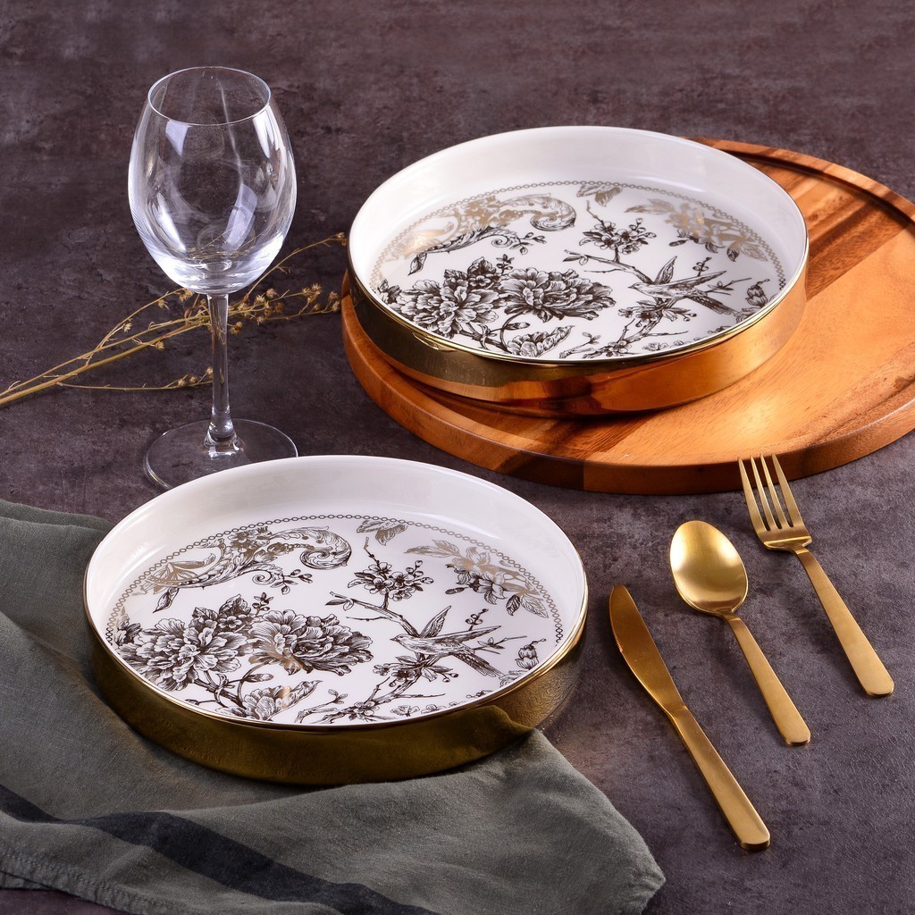 Jual SANGO Set Piring Makan Stackable Adelaide Gold Electroplated (Isi ...