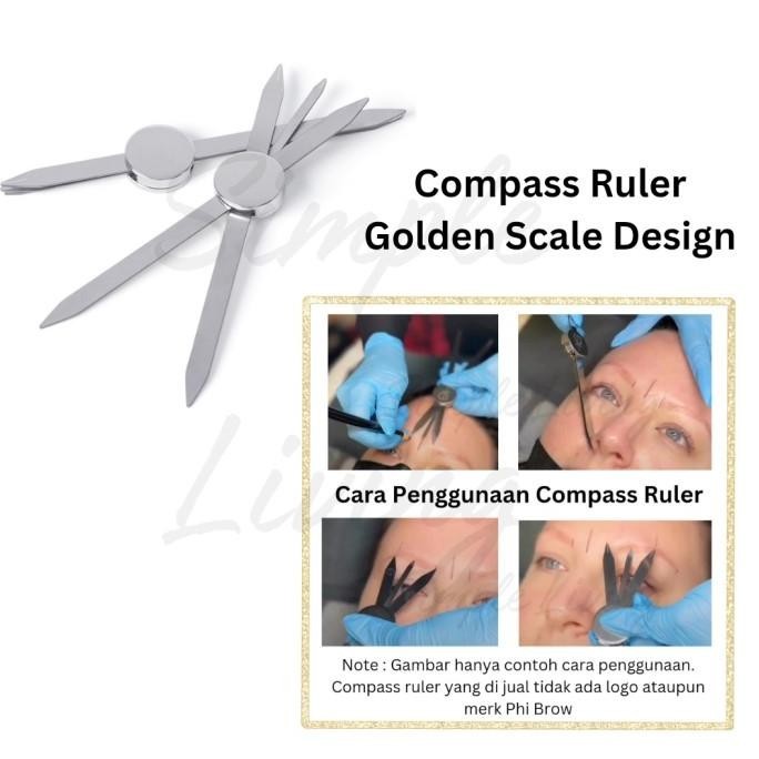 Jual Compass Ruler Golden Scale Design - Penggaris kompas Sulam Alis ...