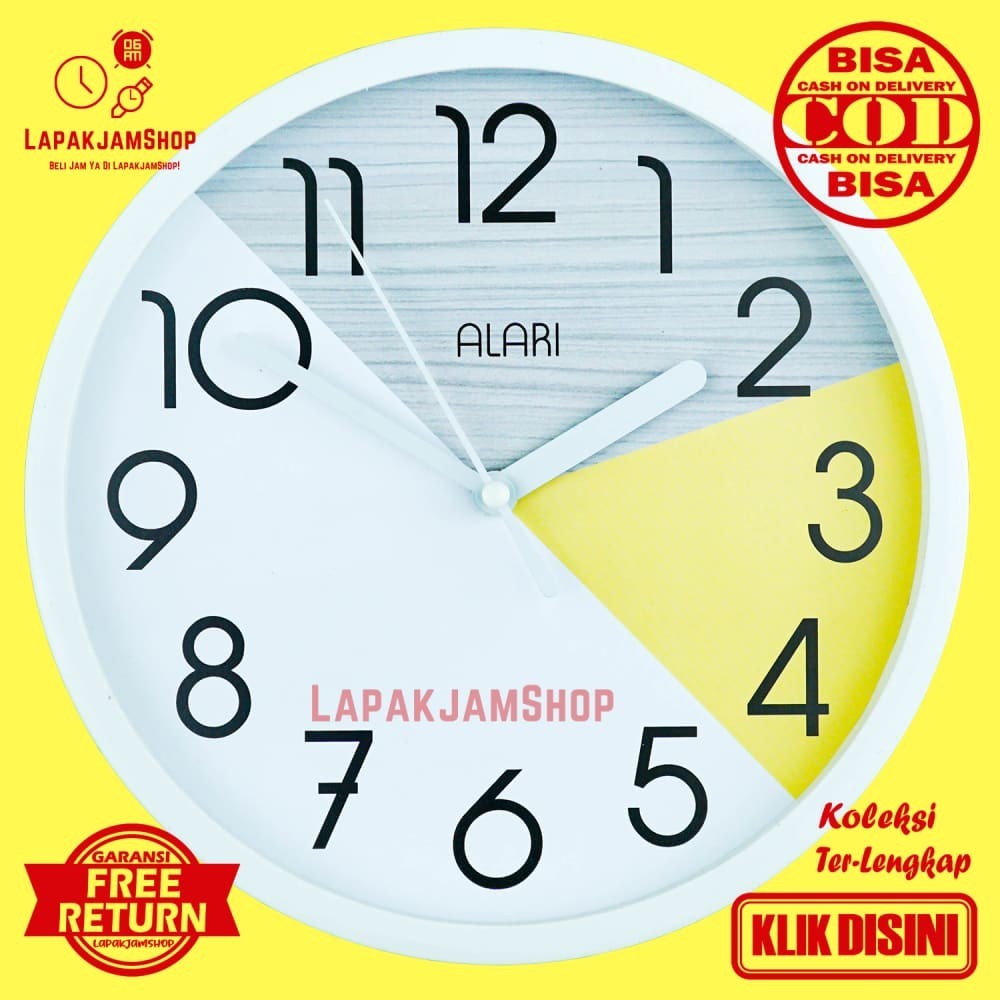 Jual Jam Dinding Quartz Minimalis Unik Alari AL1210-1668 Abu Dekorasi ...