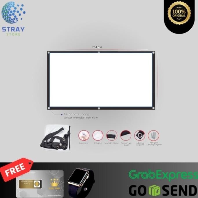 Jual EROC Screen Proyektor 100 Inch-Kain Polyster sreen projector layar ...