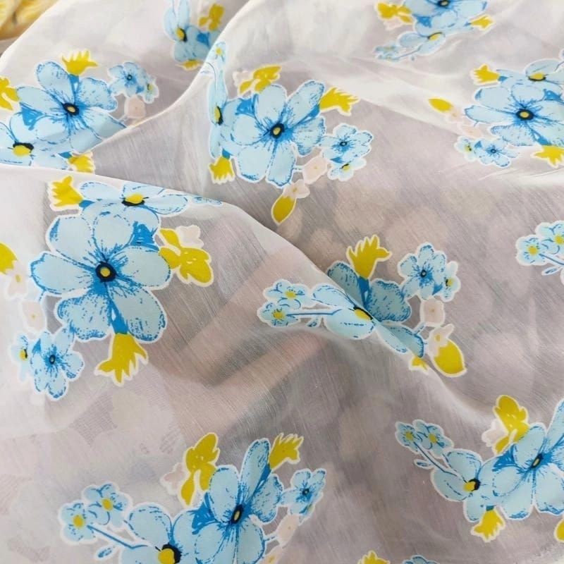 Jual kain organza motif bunga - bahan organdi lembut - kain antik ...