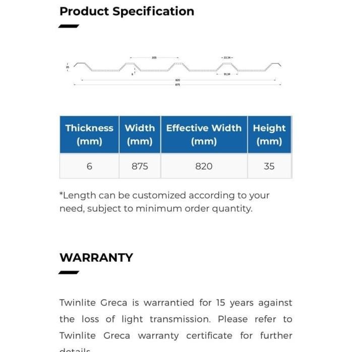 Jual Twinlite Greca Original Atap Kanopi Genteng Polycarbonate Pvc 6Mm ...