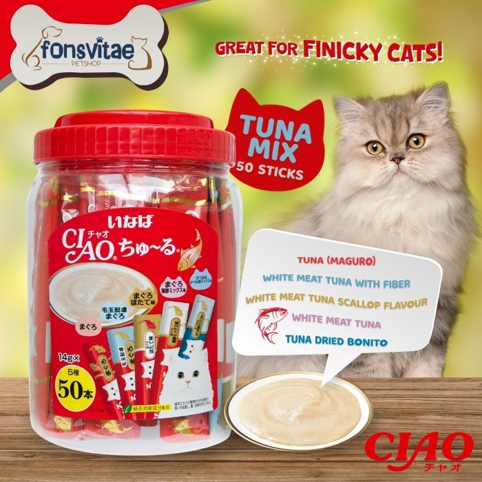 Jual Ciao Liquid Churu Tuna Variety Mix isi 50Pcs | Shopee Indonesia
