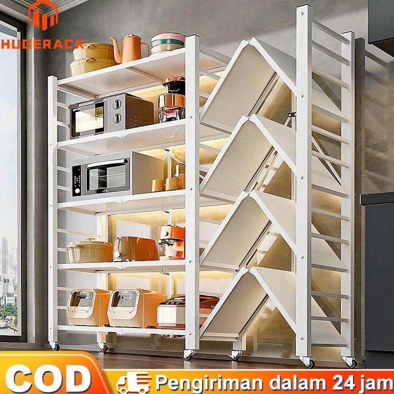 Jual Rak Lipat Putih Rak Dapur Multi-fungsi Rak Penyimpanan dengan roda ...