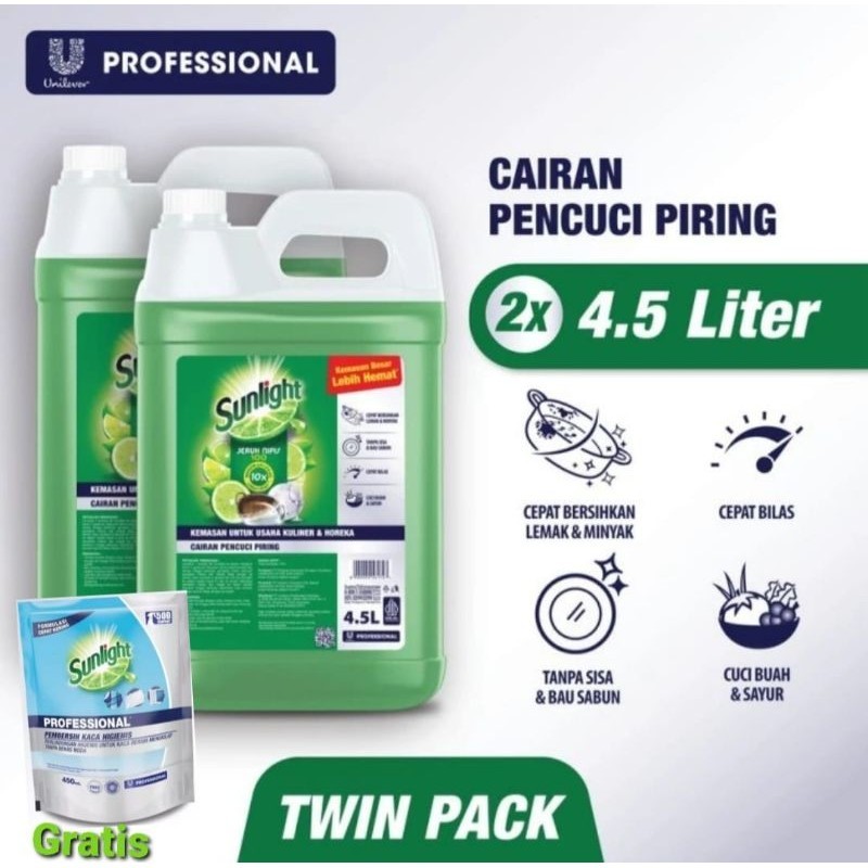 Jual Sunlight Profissional Cairan Pencuci Piring 5 Liter Twin Pack ( 2 ...