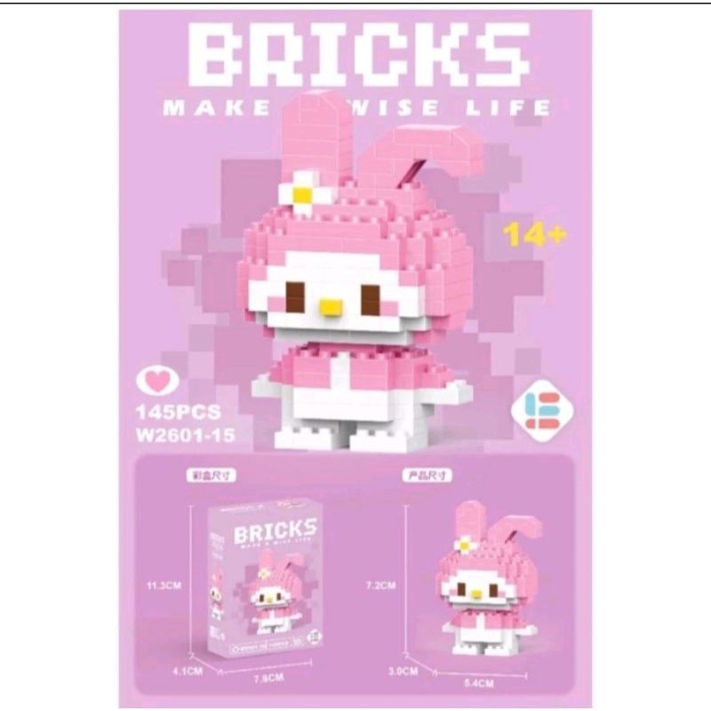 Jual tanpa kertas panduan Mainan Mini Brick Karakter / Balok Susun Mini ...
