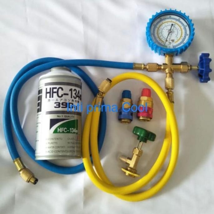 Jual paket isi freon AC mobil kulkas manifold selang adaptor selang ...