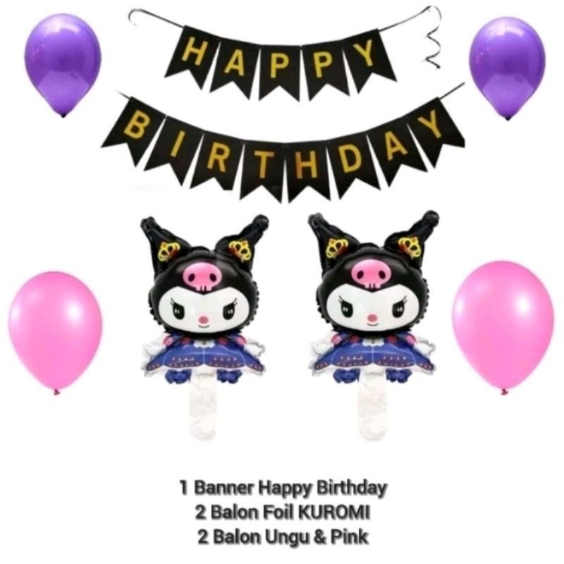 Jual KUROMI Paket perlengkapan dekorasi pesta ulang tahun KUROMI ...