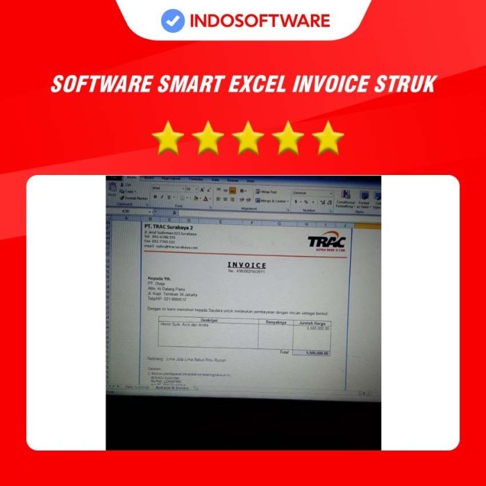 Jual SOFTWARE SMART EXCEL INVOICE STRUK KUITANSI KWITANSI NOTA FAKTUR ...