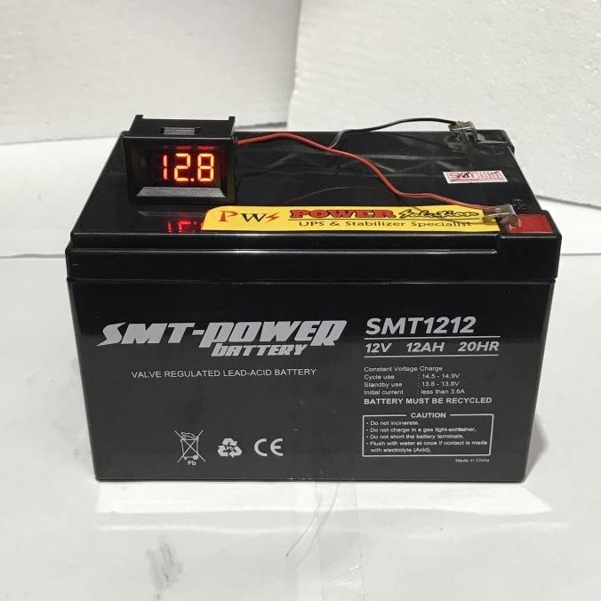 Jual SMT POWER Battery 12V 12AH + Digital Volt Meter Murah | Shopee ...
