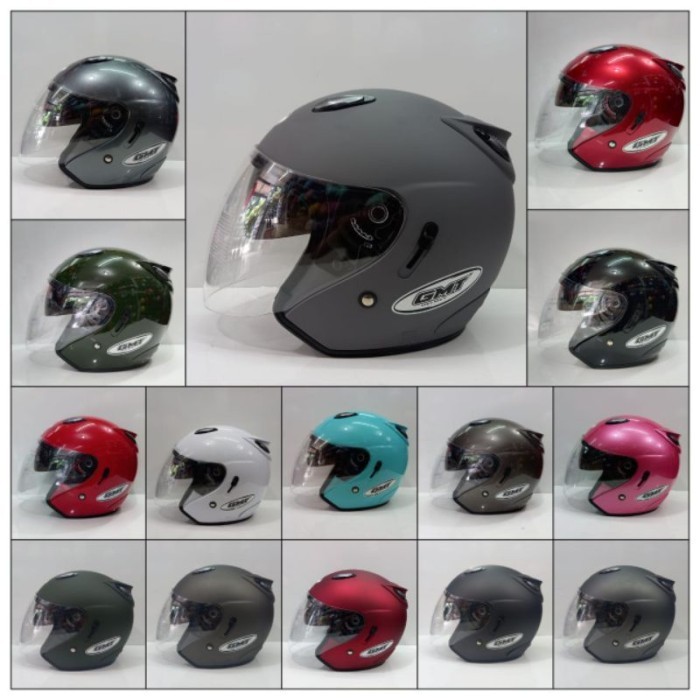 Jual Helm Half Face Gmt Polos Double Visor | Shopee Indonesia