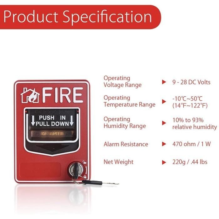 Jual RED BREAK GLASS FIRE ALARM MANUAL TANDA KEBAKARAN CALL POINT ...