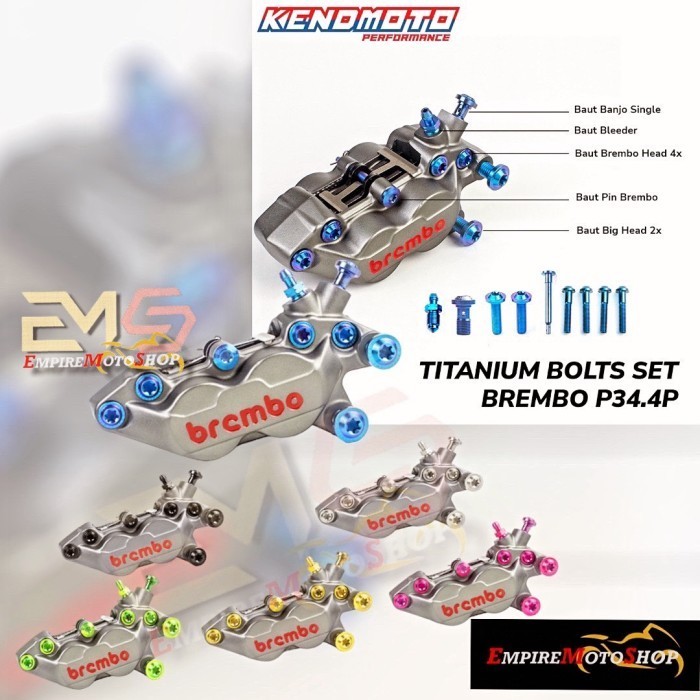 Jual Asli Kendmoto Baut Titanium Set Kaliper Brembo 4 Piston P34 Titanium Bolt High Quality ...