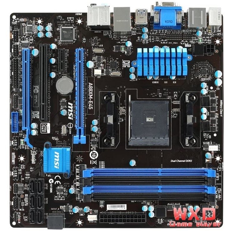 Jual Soket Motherboard PC Desktop MSI A88XM-E45 Bekas FM2 + AMD A88X DDR3 6 Gb/s USB 3.0 PCI-E 3 ...