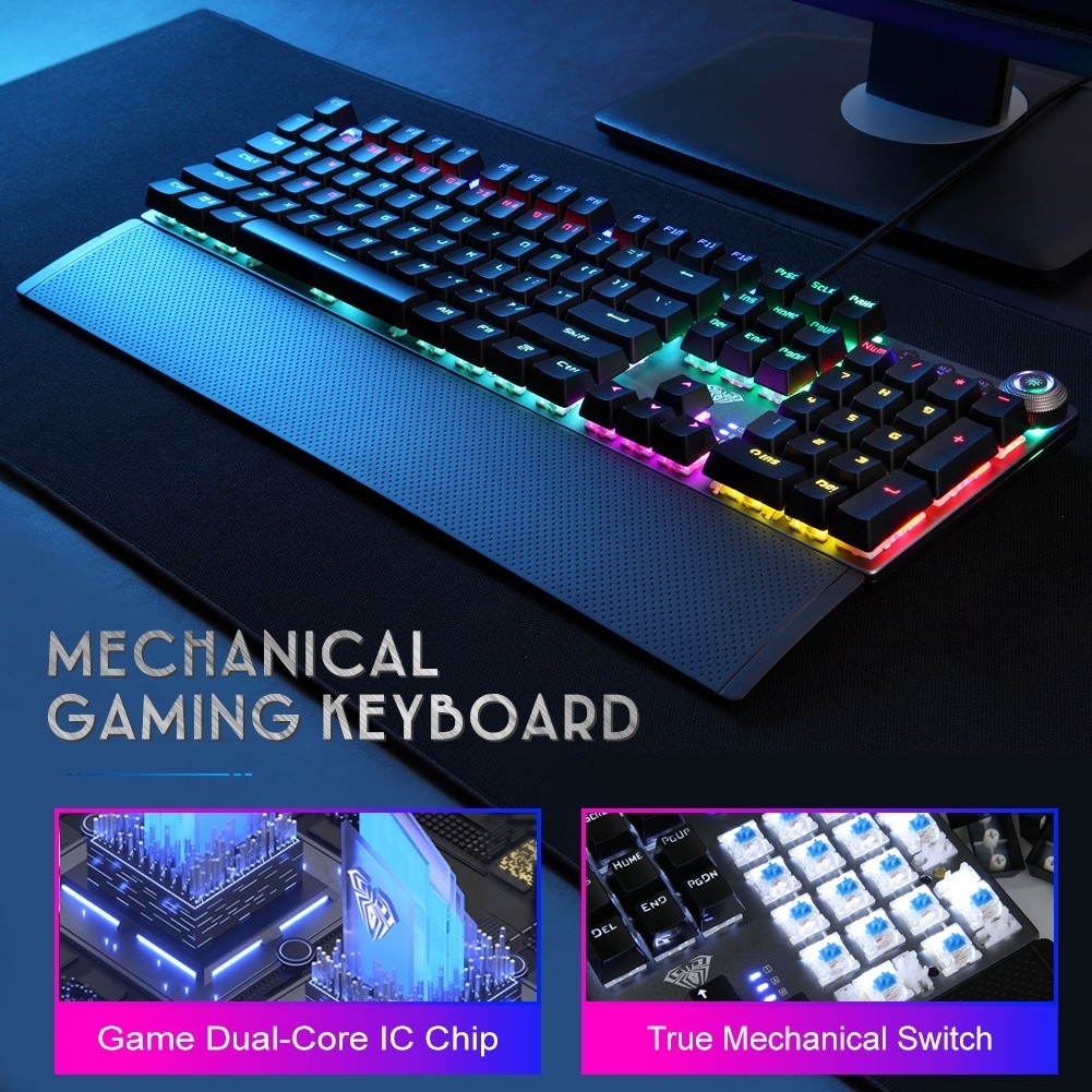 Jual AULA F2088 Keyboard Mekanis Gaming Lampu Latar Campuran dengan ...