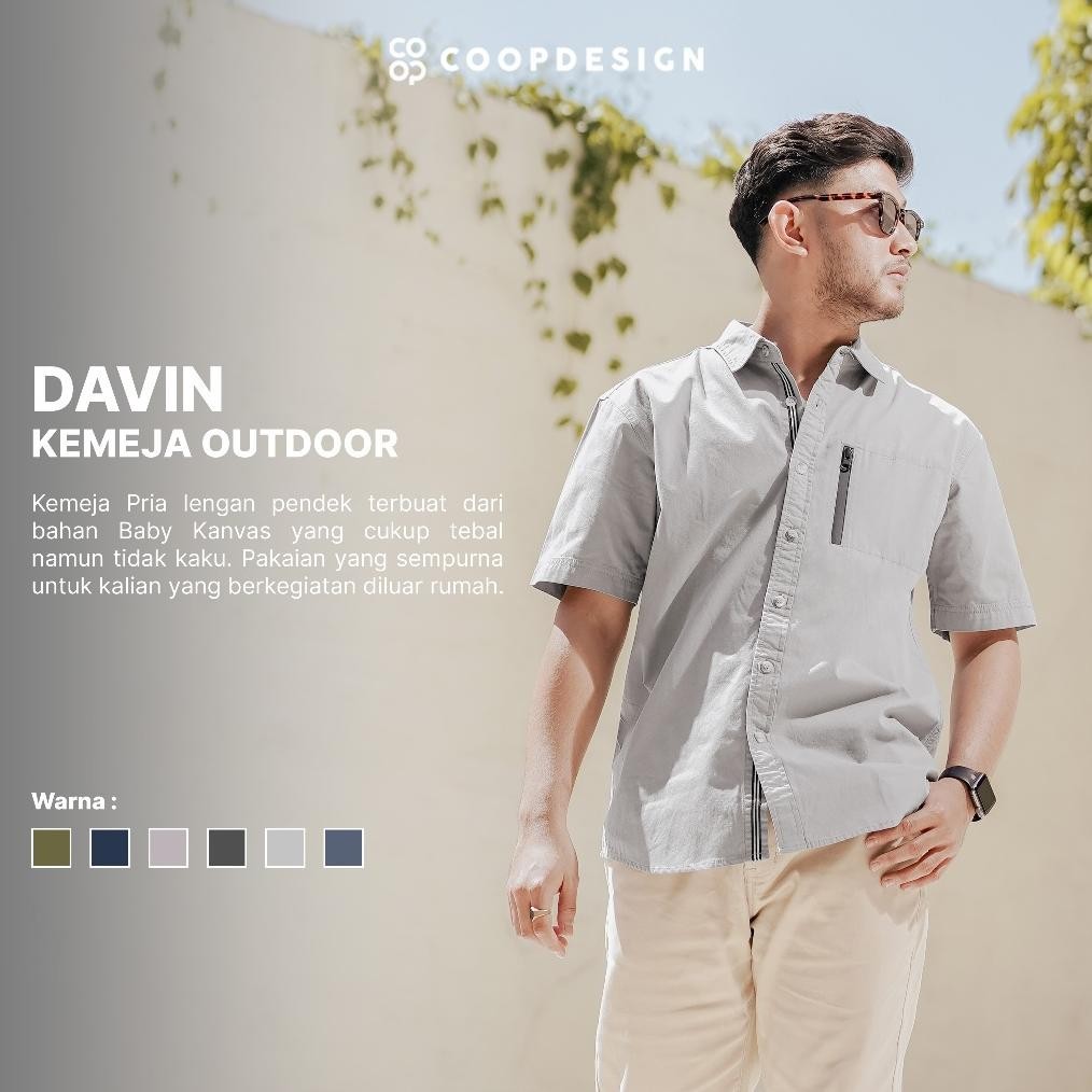Jual Kemeja Pria Kantor Basic Keren Davin Outdoor | Shopee Indonesia