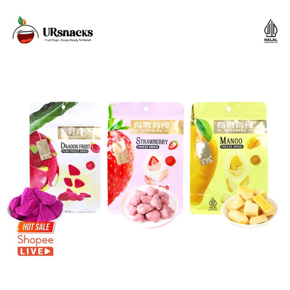 Jual URSNACKS Bundle Of 3 - Freeze Dried Keripik Sehat Buah Naga + Mango + Strawberry | Shopee ...
