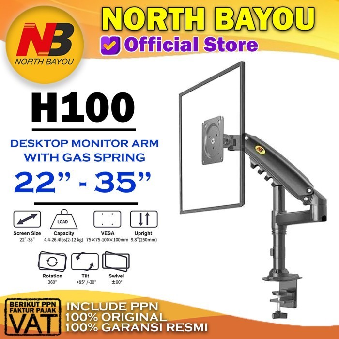 Jual NB H100 h 100 17" - 34" GAS STRUT MONITOR LED LCD ARM NORTH BAYOU ...