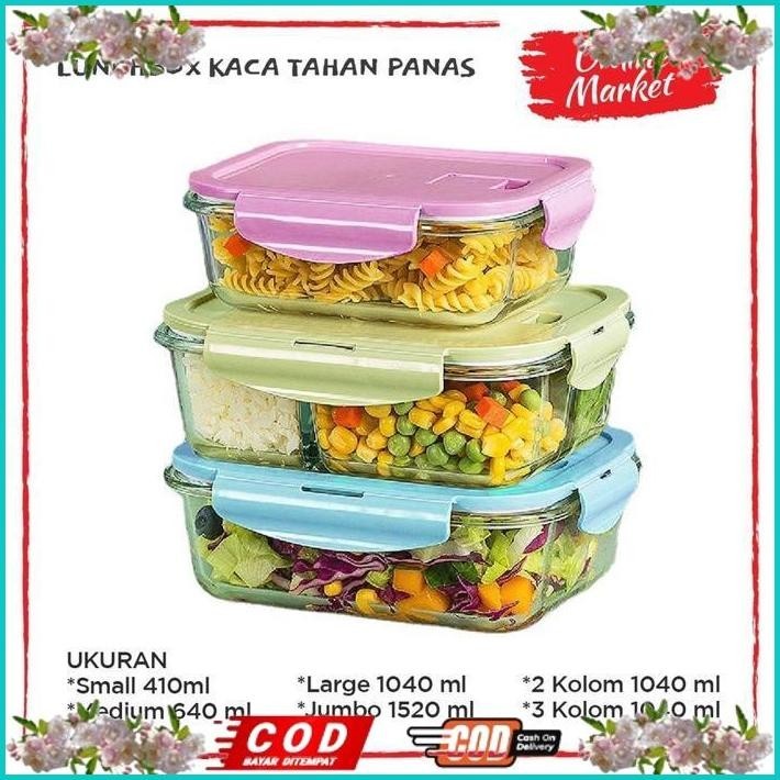 Jual READY KOTAK MAKANAN GLASS LOCK TAHAN PANAS - LUNCH BOX MICROWAVE ...