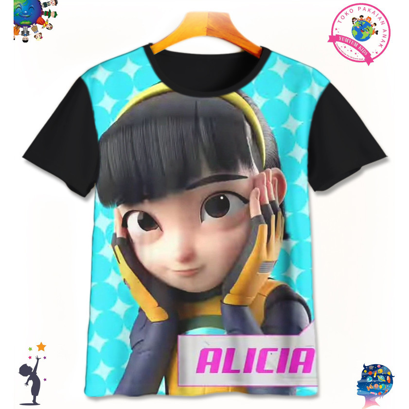 Jual Kaos Anak Perempuan Ejen Alicia v2 Baju Anak Film Animasi Kartun Karakter Ejen Ali Ejen ...