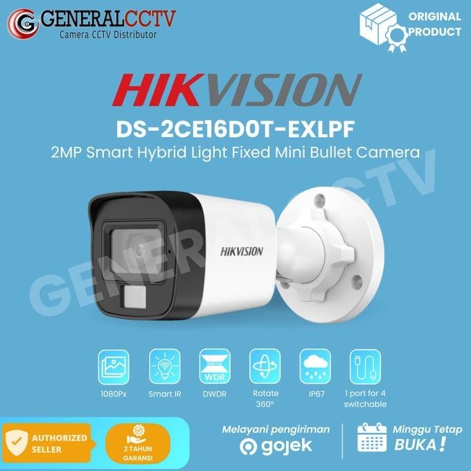 Jual HIKVISION DS-2CE16D0T-EXLPF 2MP SMART HYBRID FIXED MINI BULLET CAMERA T2105 | Shopee Indonesia