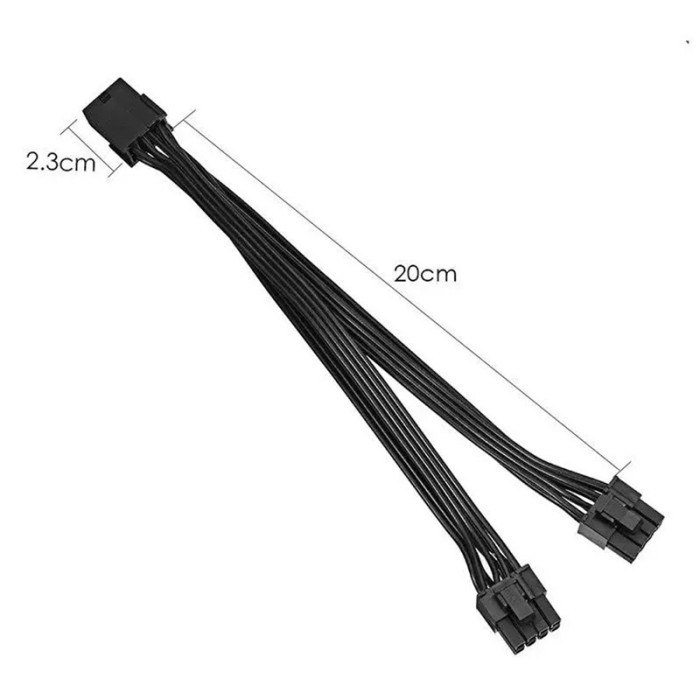 Jual Kabel VGA 8 pin Female to dual 8 pin PCIE (6+2) Male BLACK EDITION ...