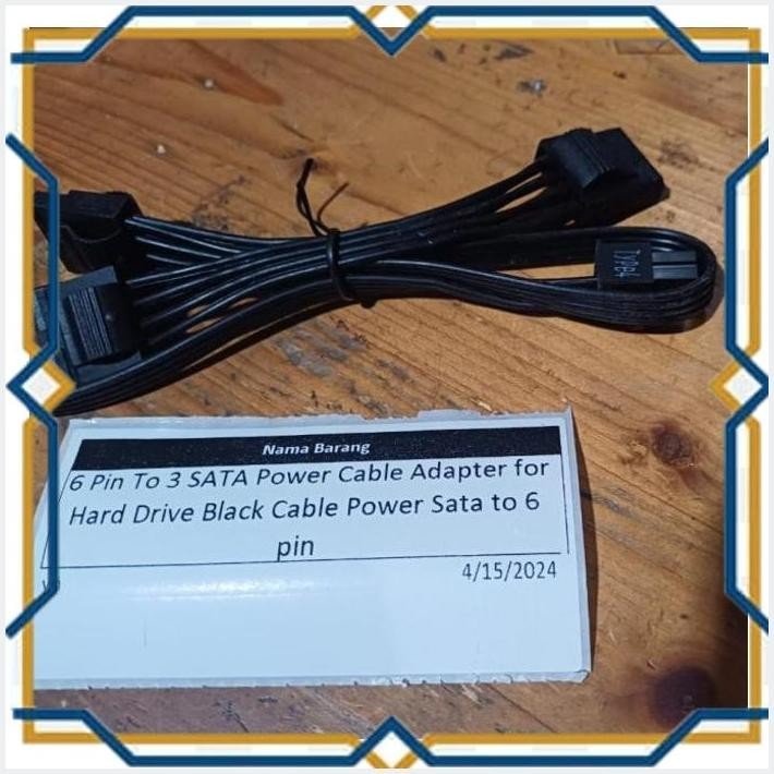 Jual [SCP] 6 PIN TO 3 SATA POWER CABLE ADAPTER FOR HARD DRIVE BLACK ...