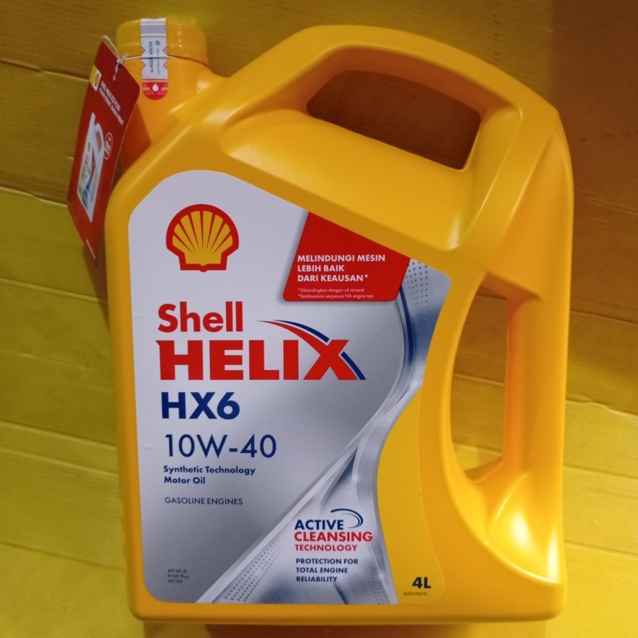 Jual oli Shell helix HX6 10W-40 100% jamin asli kemasan 4 liter ...