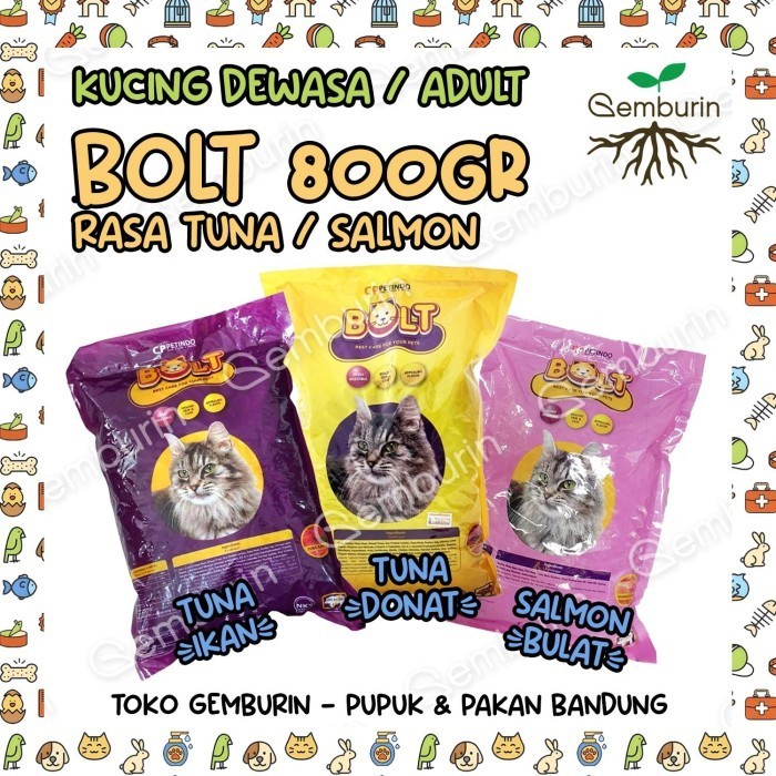 Jual Bolt 800 Gr Makanan Kucing Dewasa Tuna Ikan Donat Salmon Adult Dry ...