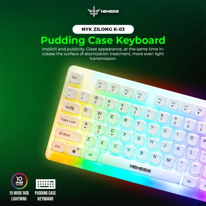 Jual Nyk Keyboard Gaming Zilong K-03 Membrane Pudding Case Full Rgb ...