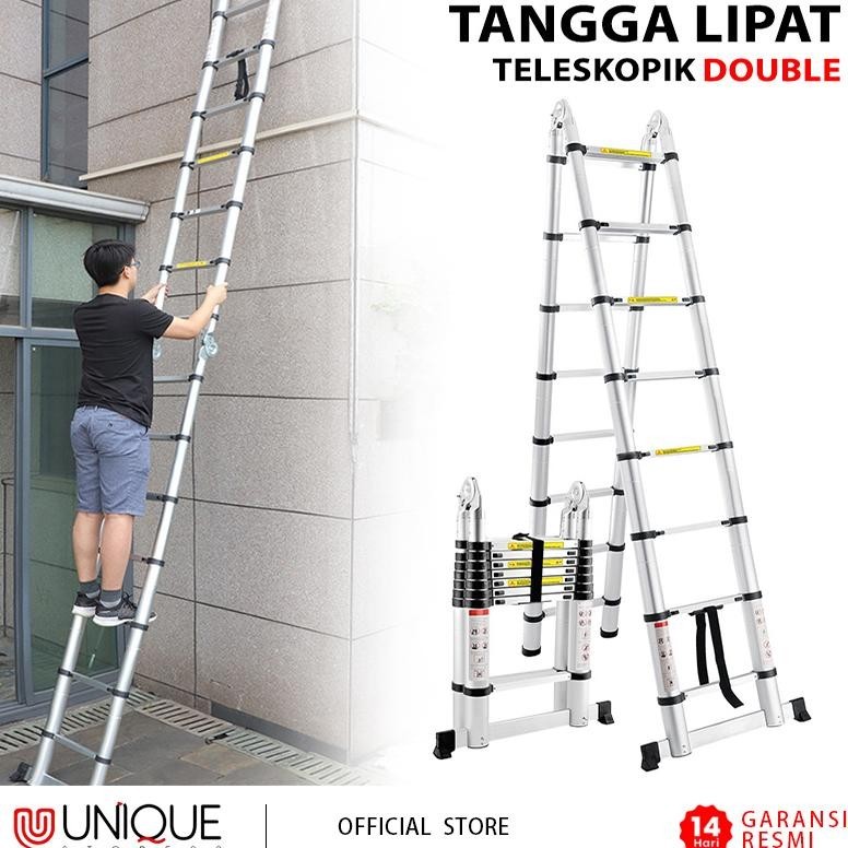 Jual Tangga Lipat Aluminium Teleskopik Double Telescopic Ladder 5 Meter ...