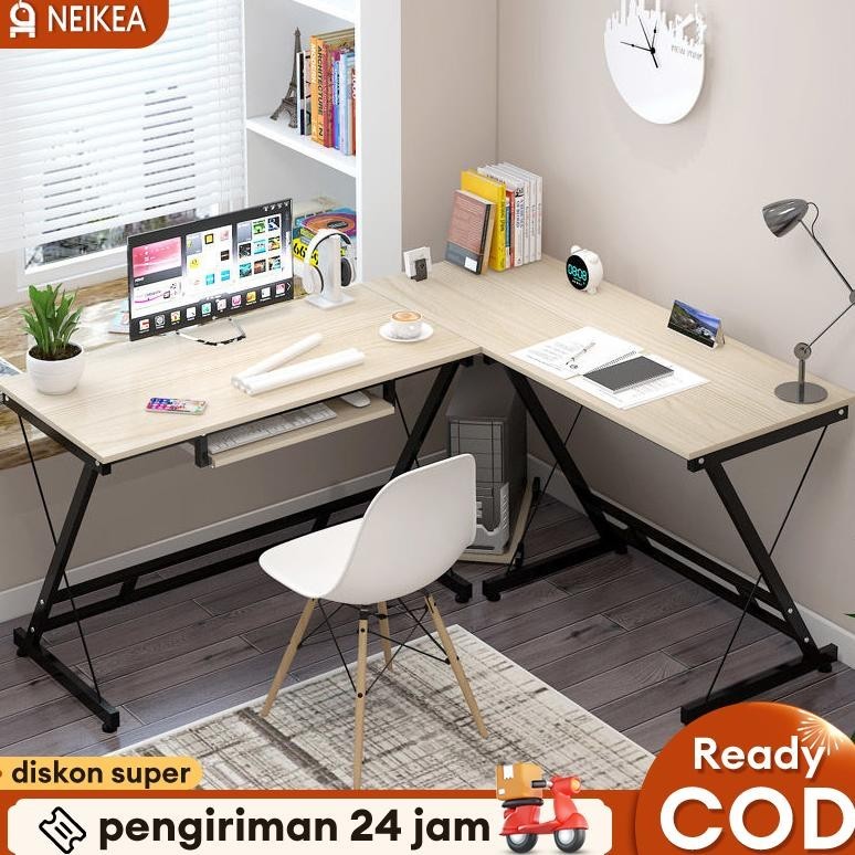 Jual Meja Serbaguna L Meja Kantor Meja Kerja Meja Belajar L shaped Desk | Shopee Indonesia