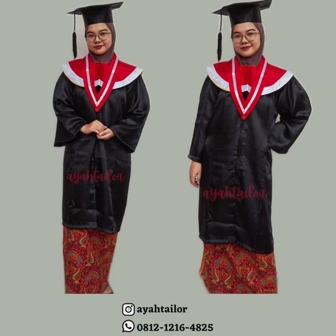 Jual Baju toga jubah wisuda baju wisuda toga dewasa merah list putih ...